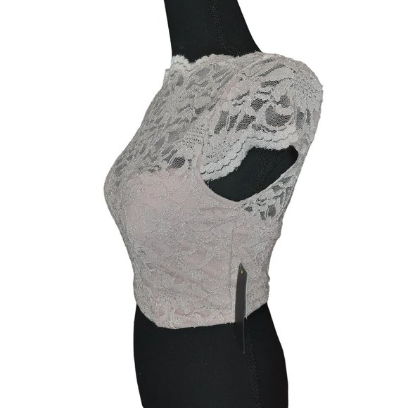 City Studio | Tops | City Studio Lace Glitter Crop Form Fitting Top ...